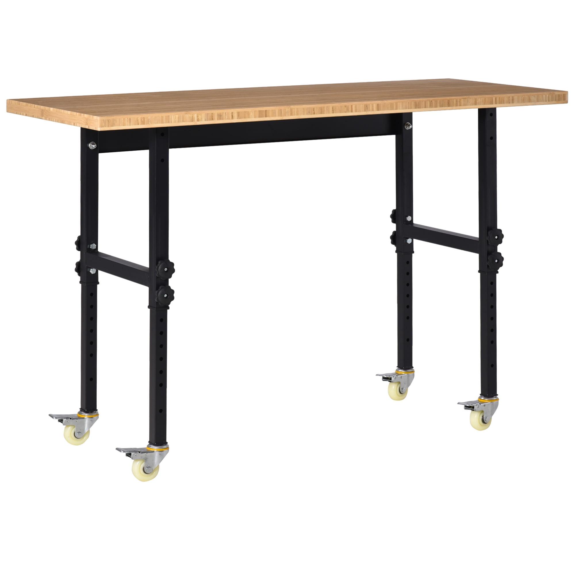 HOMCOM 59" Mobile Project Workbench Station with Large Natural Bamboo ...