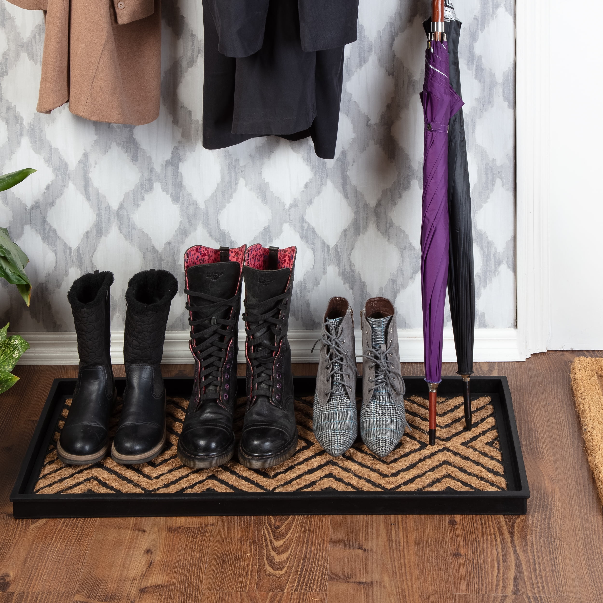 Natural & Recycled Rubber Boot Tray with Diamond Coir and Rubber Insert ...