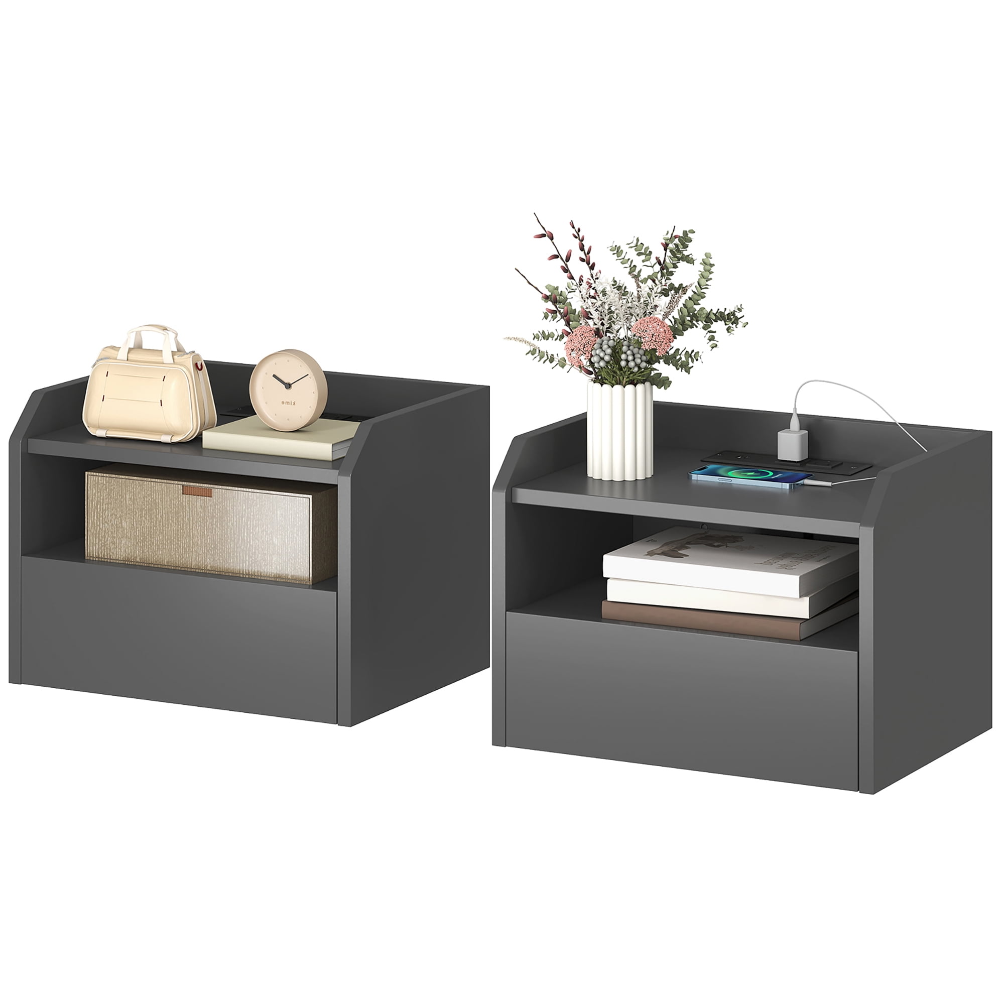 Click here for Cosotower Wall Mounted Bedside Table  Set Of 2 Flo... prices