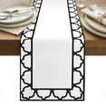 Art Frame Table Runner, Geometric Black Morocco Printed Border Modern ...