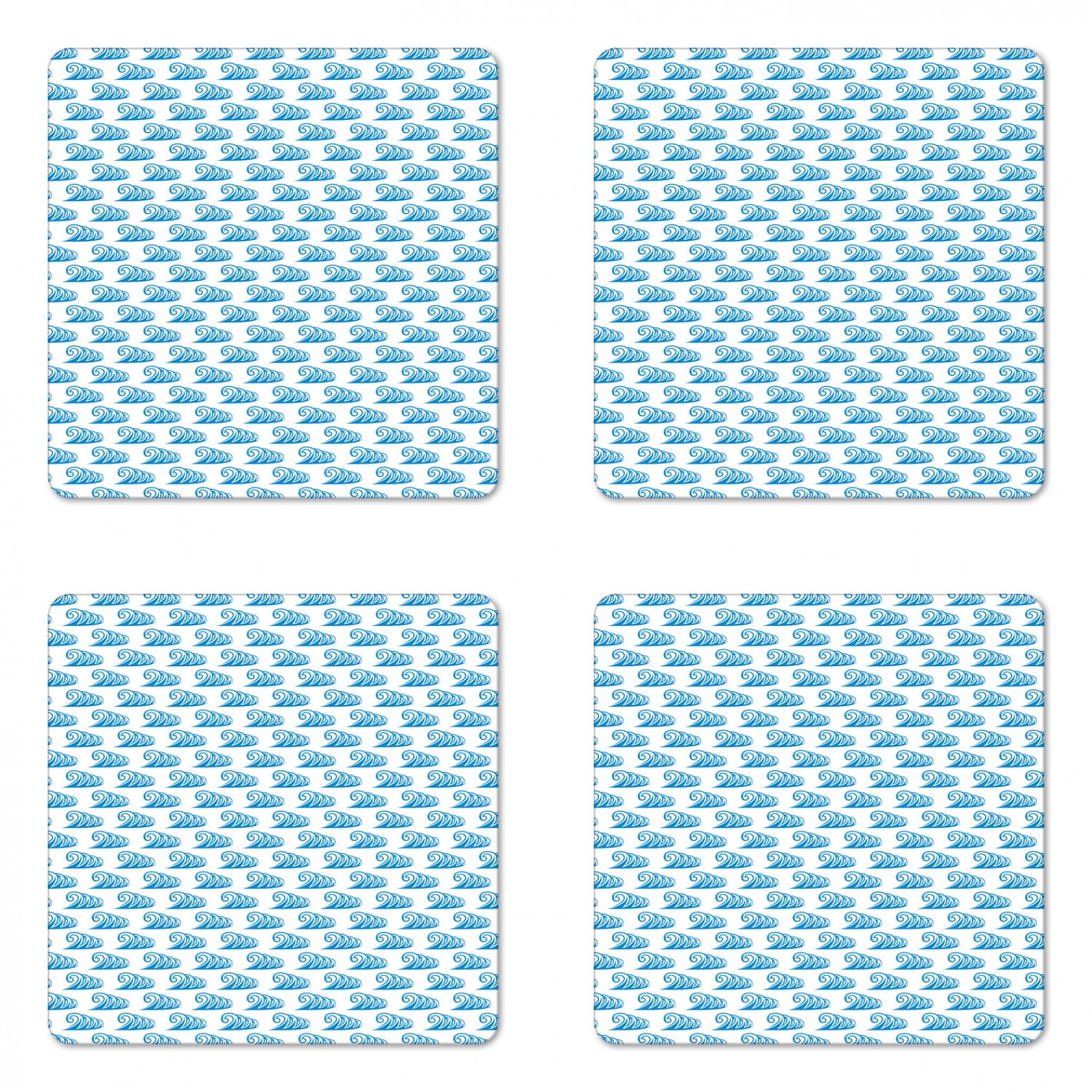 Nautical Coaster Set of 4, Summer Themed Monochromatic Repeating ...