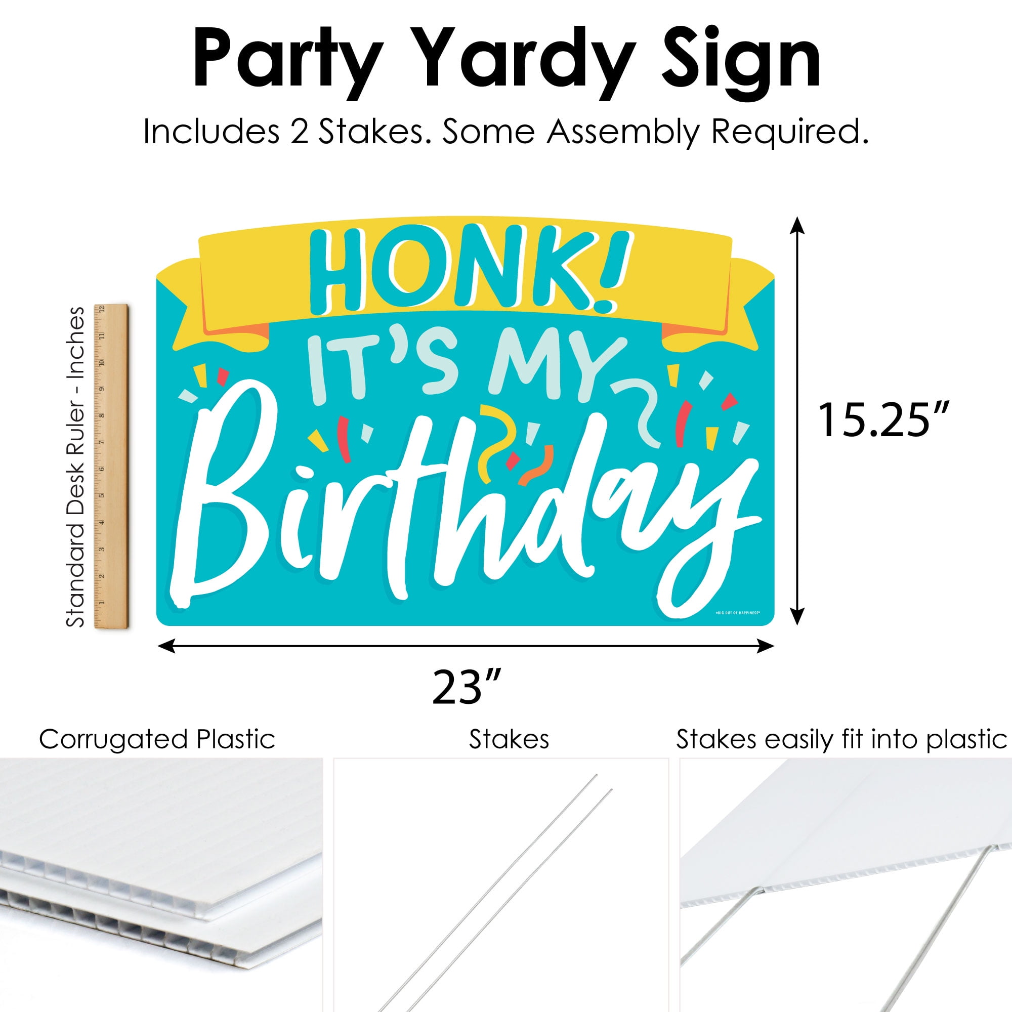 Big Dot of Happiness Honk, It’s My Birthday – Birthday Party Yard Sign ...