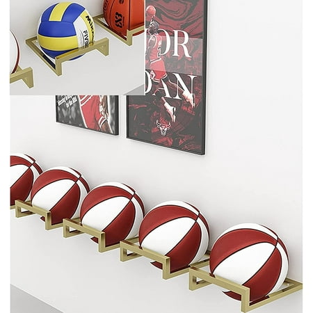 Sports Ball Holders Sturdy Metal Wall-Mounted Ball Rack Sports Gear ...