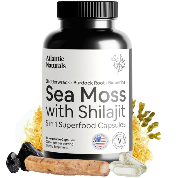 Suplemento de musgo marino de Atlantic Naturals con Shilajit 5 en 1, 60 unidades | Bodega ...