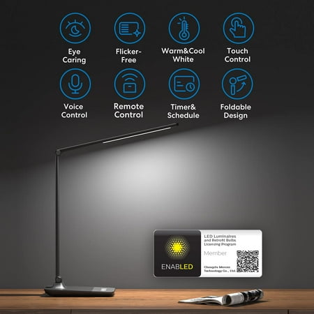 Smart LED Desk Lamp, Dimmable Table Lamp Works with HomeKit, Alexa and ...