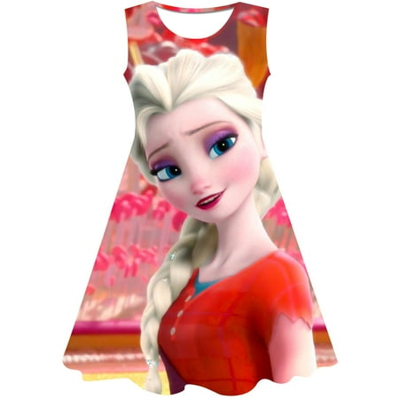 Disney filles robe Elsa congelée filles robe été nouvelles filles col ...