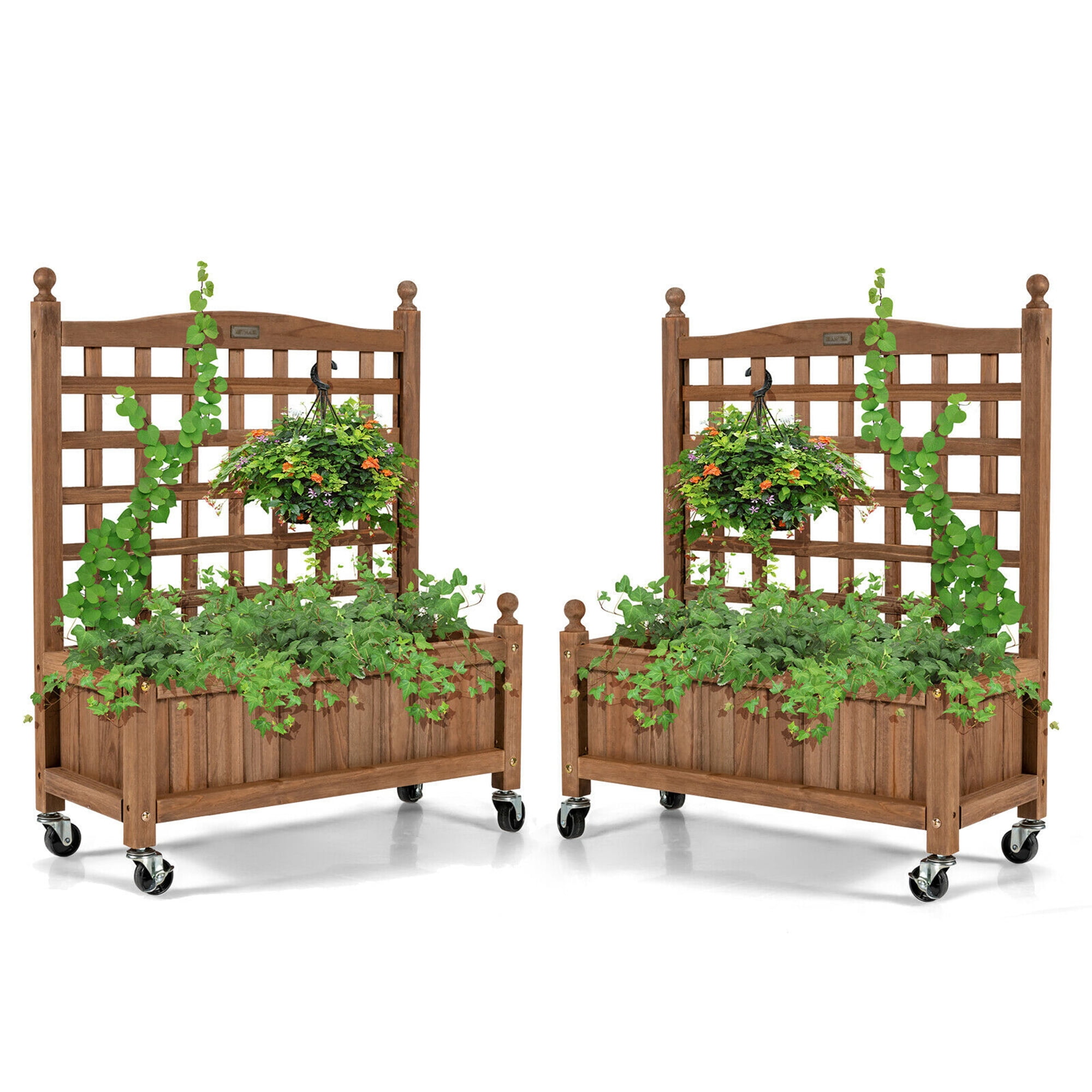 Click here for Gymax 2pc 32in Wood Planter Box W/Trellis Mobile R... prices