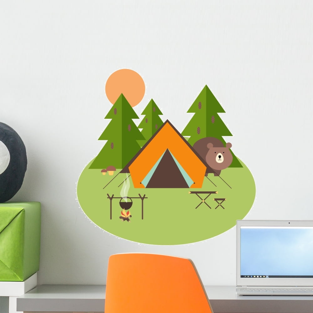 Forest Camping Wall Mural by Wallmonkeys Peel and Stick Graphic (18 in ...
