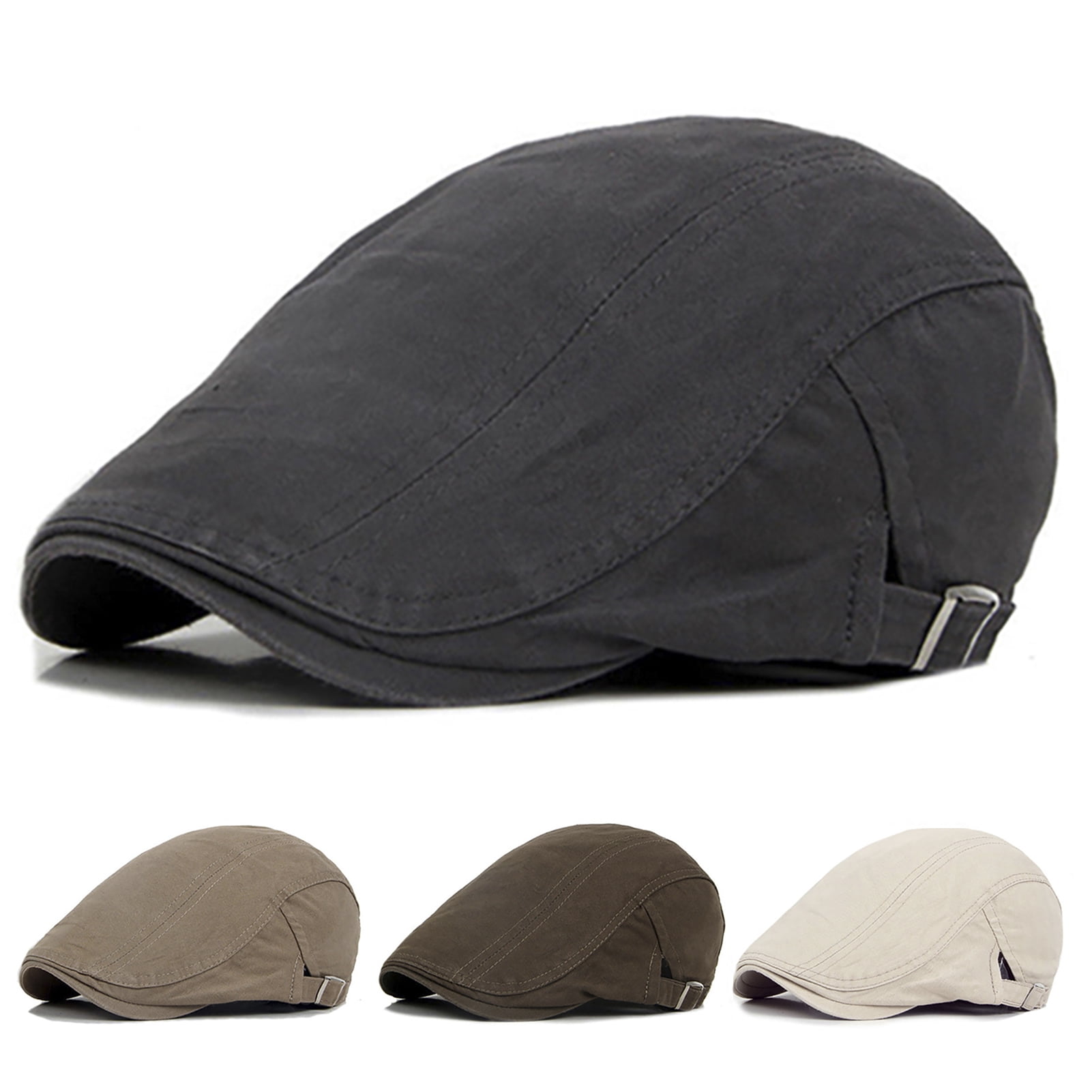 Men Newsboy Hat Flat Cap, Cotton Adjustable Golf Fitted Hat Breathable Irish Cabbie Ivy Driving ...