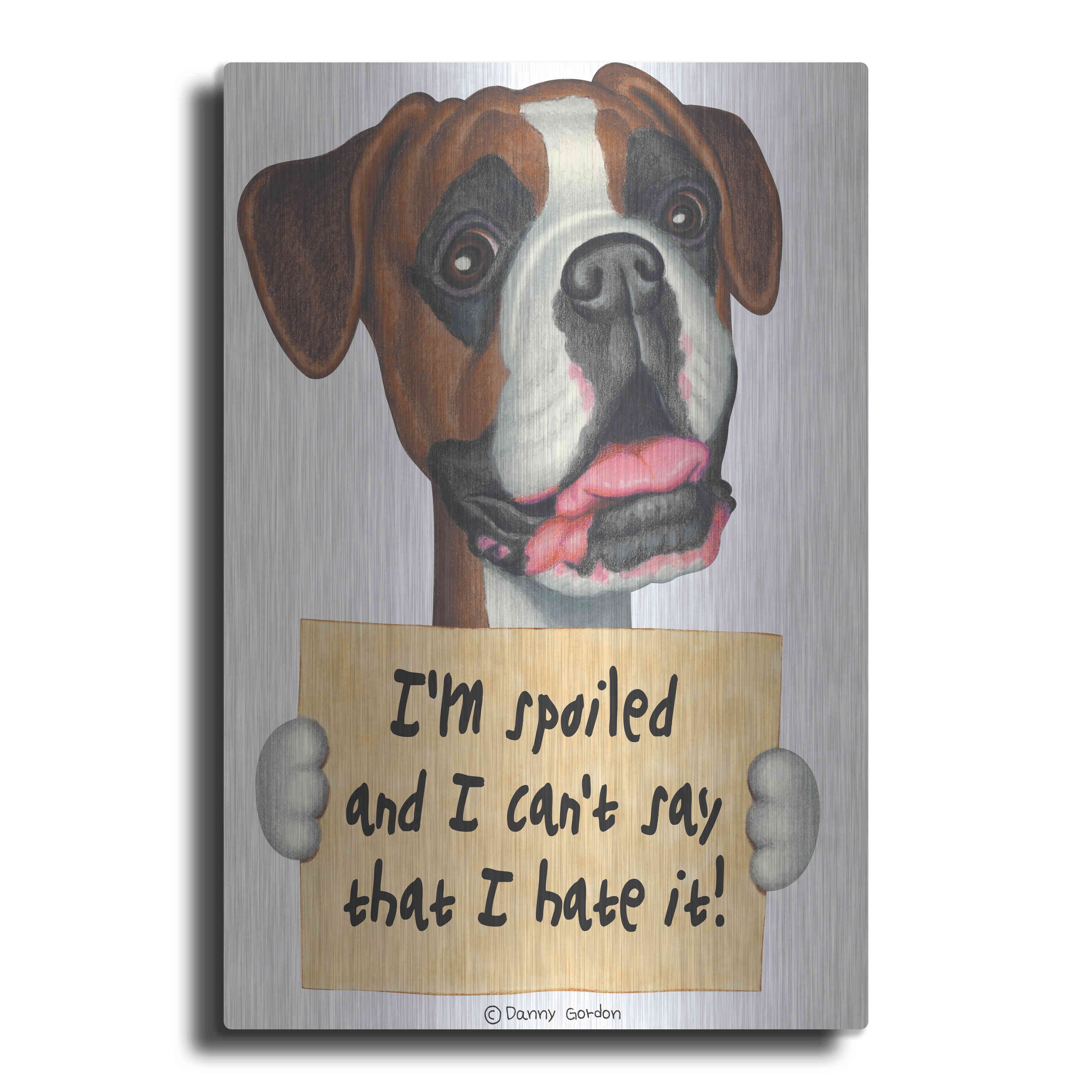 Luxe Metal Art 'Boxer Sign Spoiled Don't Hate it' by Danny Gordon Art ...