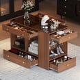 47.3 Inch Walnut Finish Wood Closet Island Storage Cabinet with 6 ...
