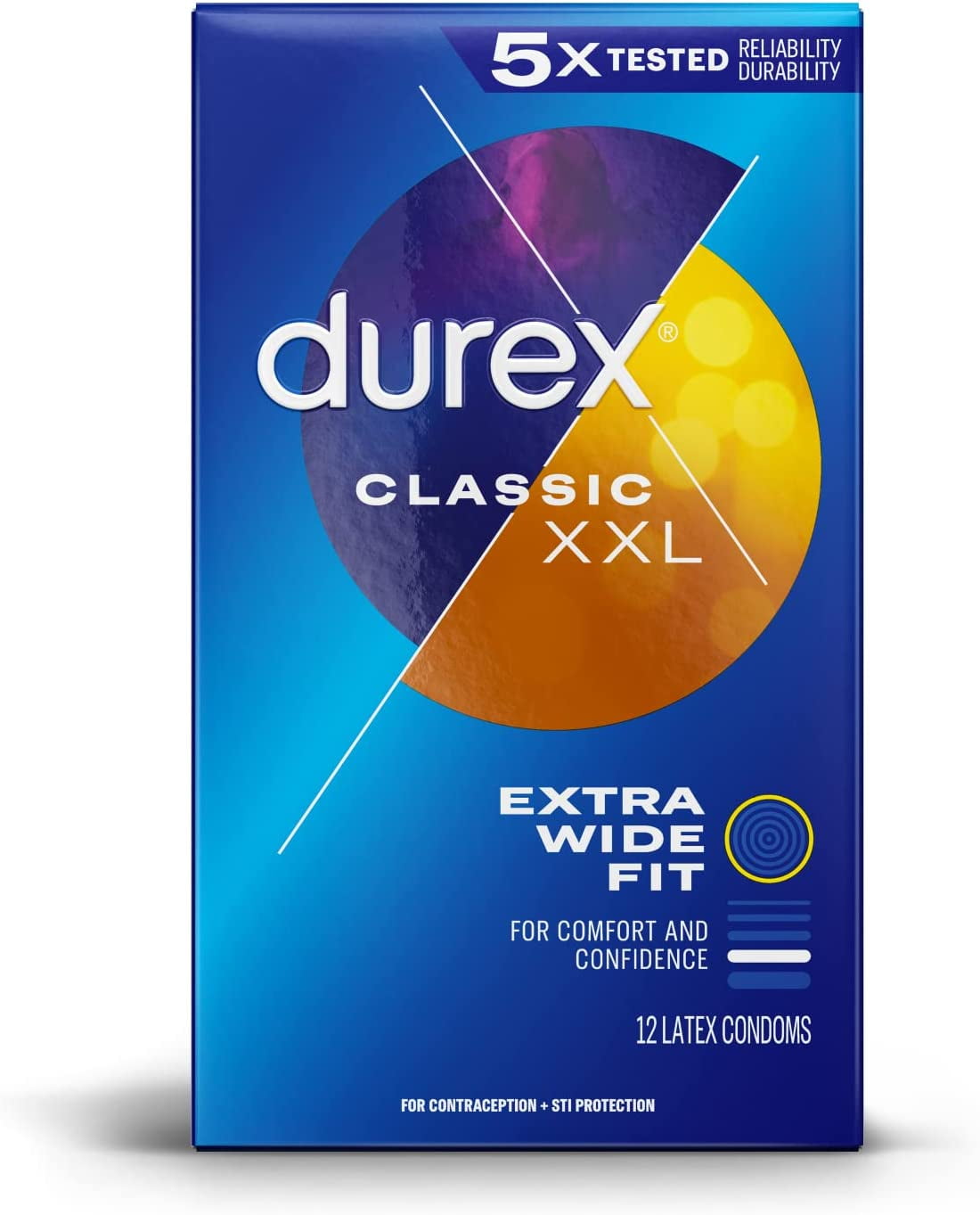 Durex Condom XXL Longer & Wider Natural Latex Condoms, Extra Wide Fit ...