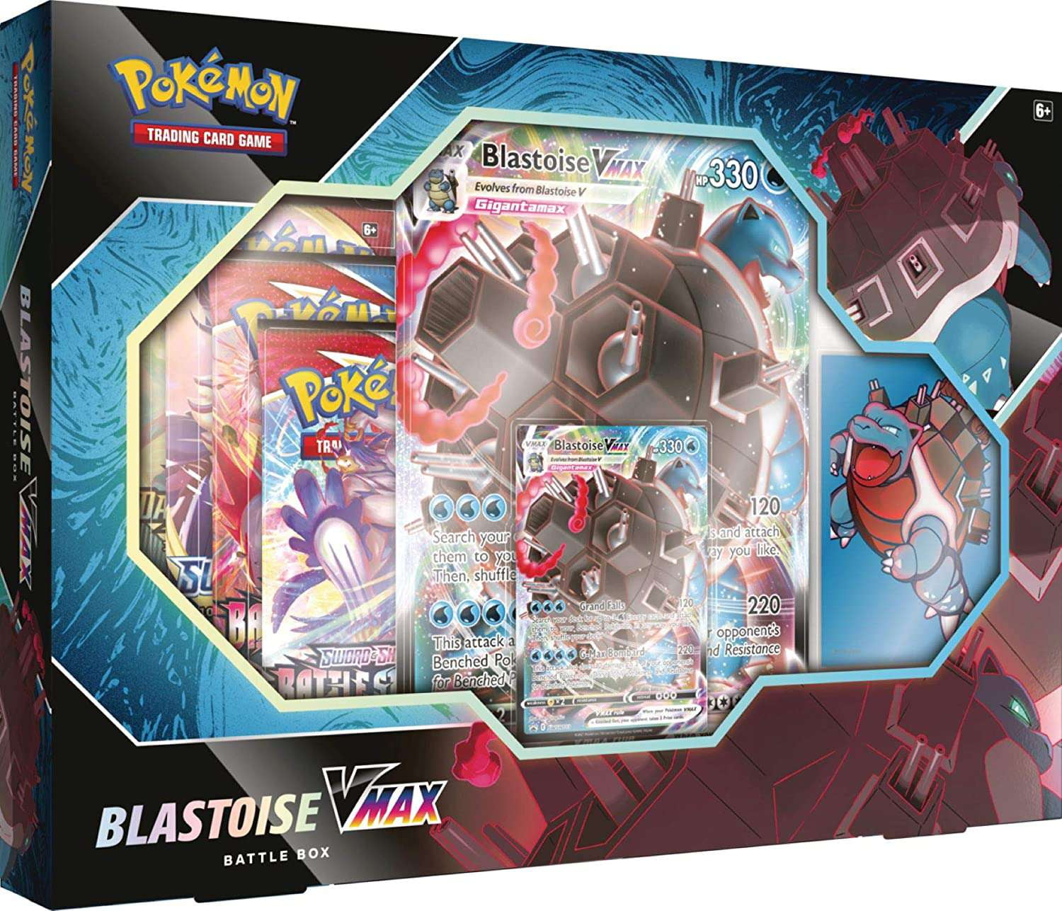 Pokemon Trading Card Game Blastoise VMAX Battle Box (4 Booster Packs ...