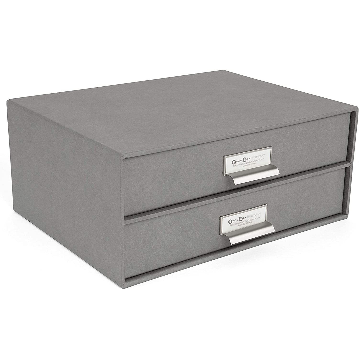 CintBllTer 2-Drawer Thick Label Frame Birger File Storage Box, Gray ...