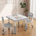 Kids Table and 2 Chairs Set, Height Adjustable Toddler Table with ...