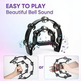 Tambourine Double Row Metal Jingles Bell Hand Held Percussion Half Moon ...
