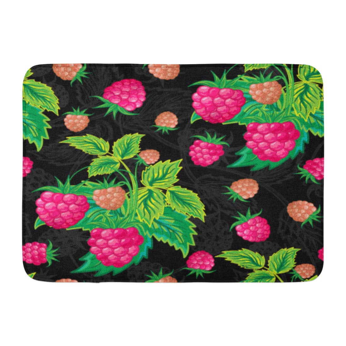 GODPOK Berry Green Raspberry Colorful of Pink Raspberries on Black ...