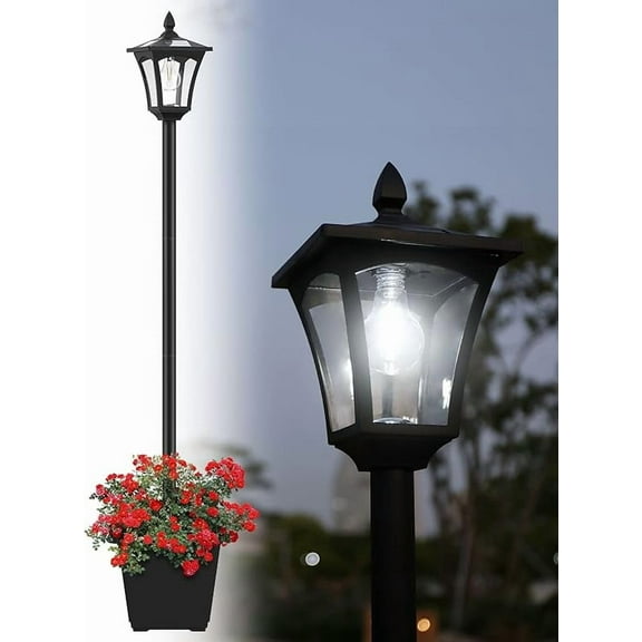 C Cattleya LED Solar Outdoor Garden Lamp Post Light with Planter and ...