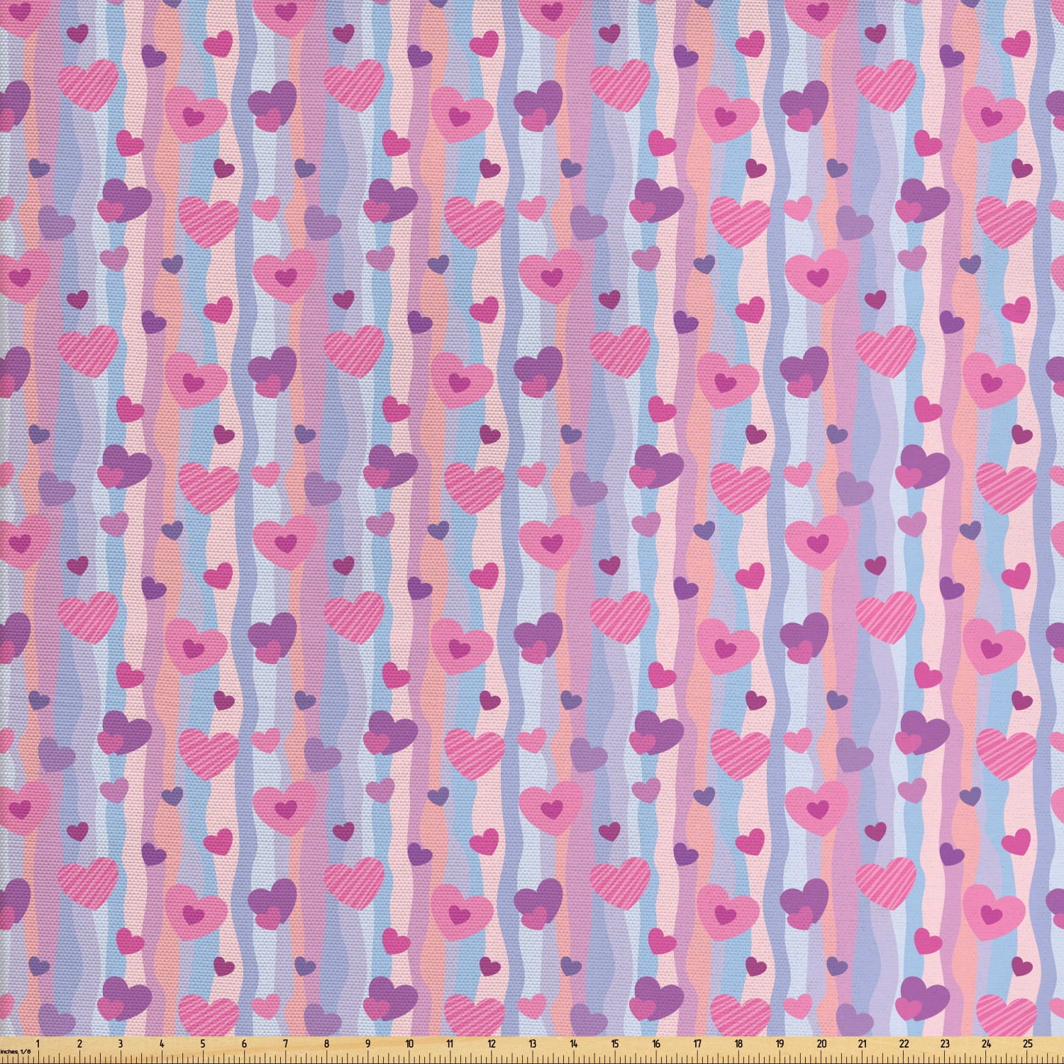 Love Fabric By The Yard Hearts For Valentine Vertical Stripes Lines