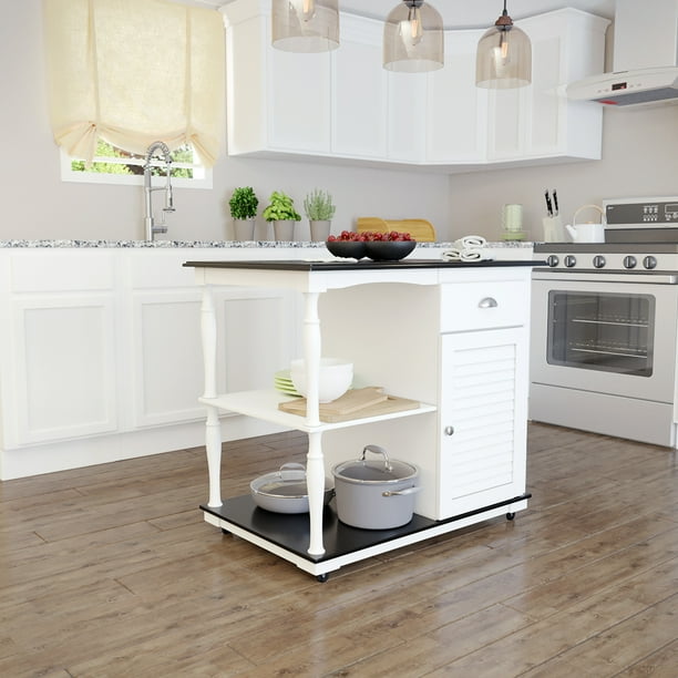 Muxie Rolling Kitchen Island with Storage - Walmart.com