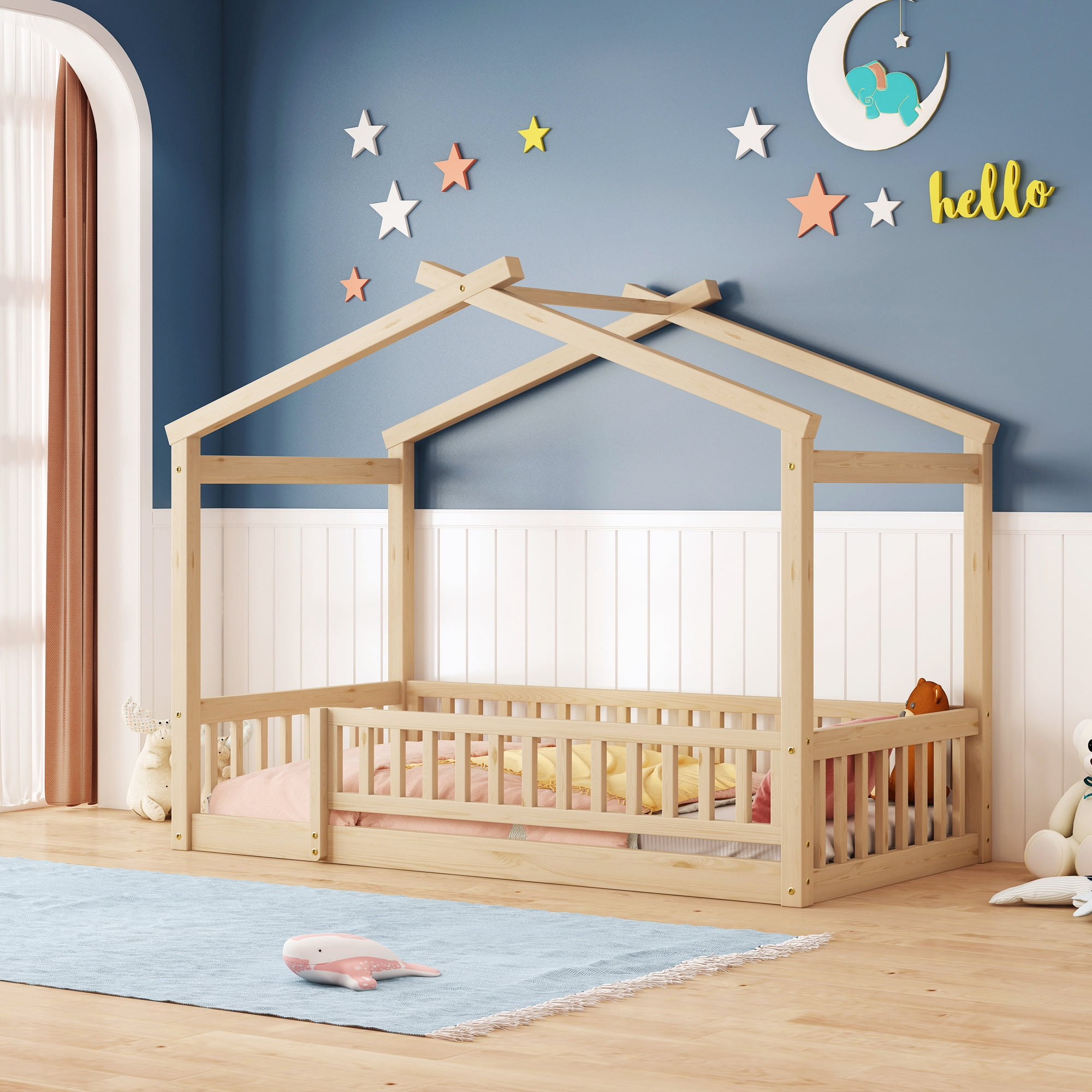 Click here for Noble House Twin Size Wood House Bed Frame With Fe... prices