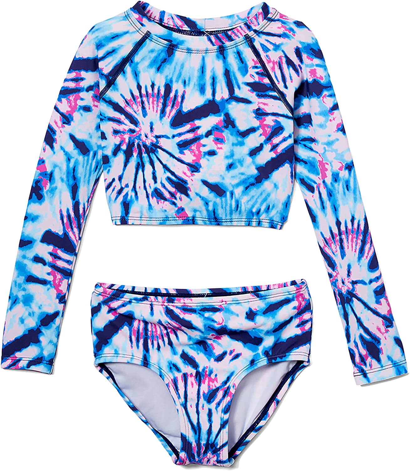 Kanu Surf Girls' Long Sleeve Rashguard Two Piece Swim Set, Camille Crop ...