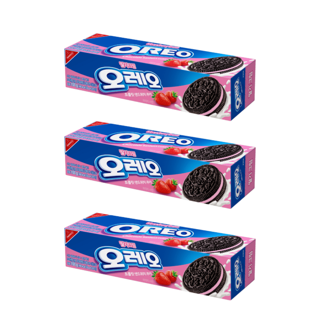 Korean Oreo Cookies Variety Pack - Chocolate Cream, Strawberry Cream ...