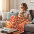 Abstract Distortion Texture Fleece Throw Blanket Red Yellow Line Fluid ...