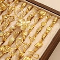 15pcs Yellow Gold Fashion Ring Set: Assorted Exaggerated Designs, Lava ...