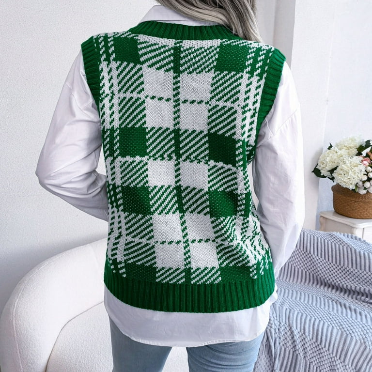 Plaid sweater vest store