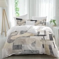 4 Piece Duvet Cover Set Cal king, Modern Gray Beige Minimalist Art Soft ...