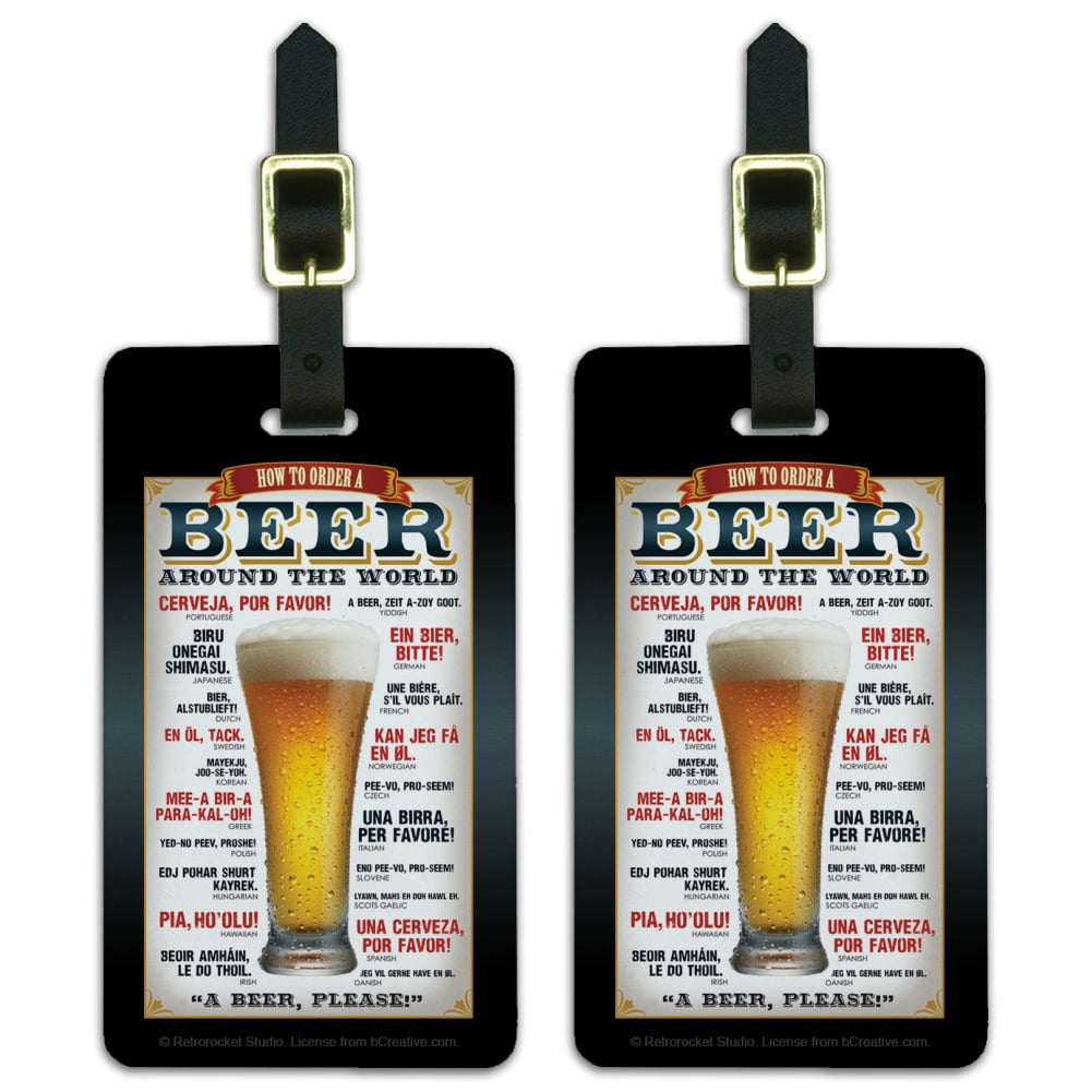 How to Order a Beer Around the World Luggage ID Tags Suitcase Carry-On ...