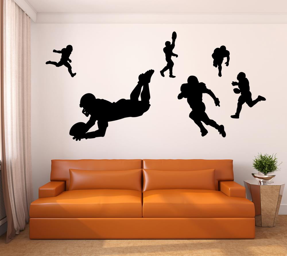 Black Football Silhouettes Wall Decal Sticker Set by Wallmonkeys Peel ...