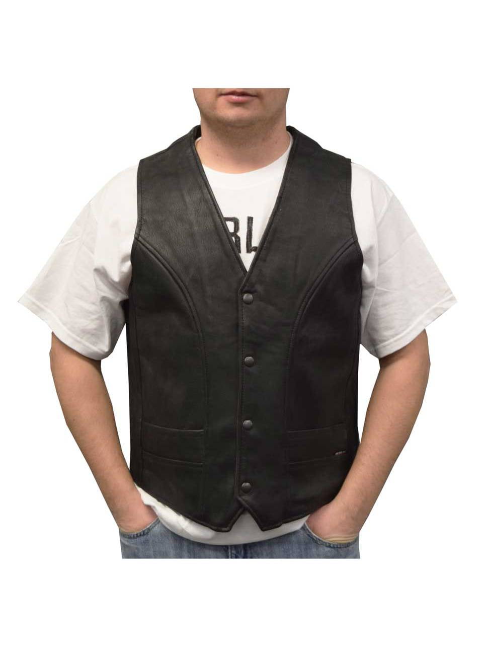 Redline Leather Men's Naked Leather Motorcycle Riding Vest, Black M ...