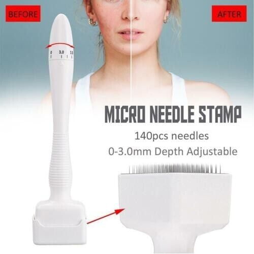Adjustable Derma Stamp, Derma Roller, Titanium 140 Micro Needles 0.20-3 ...