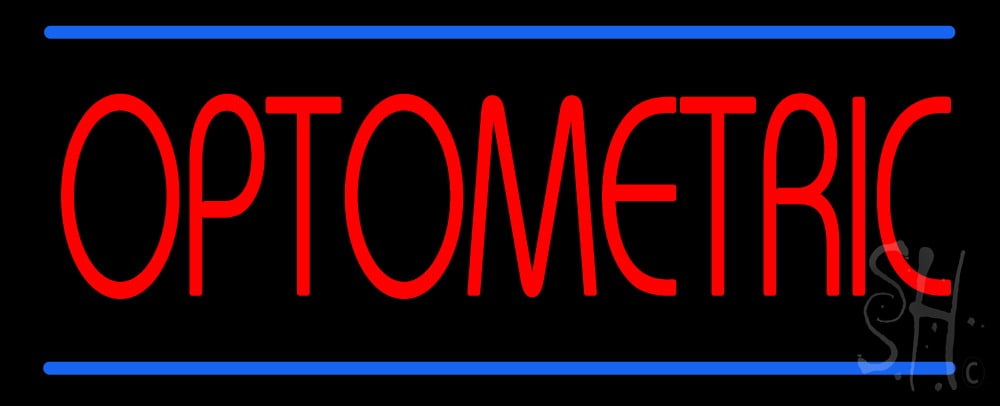 Red Optometric Blue Lines LED Neon Sign 13 x 32 - inches, Black Square ...