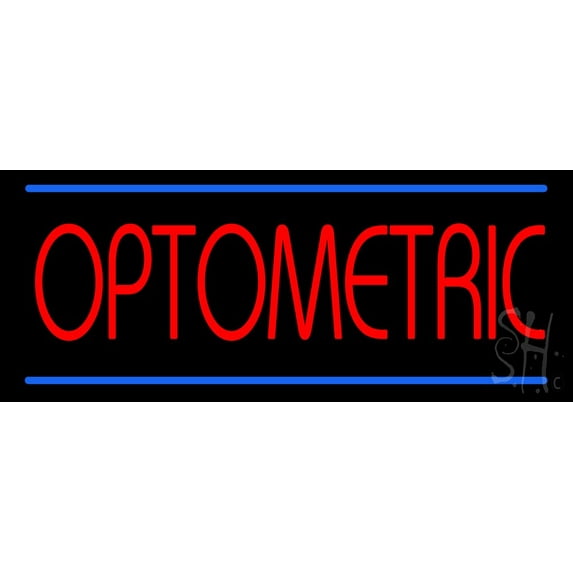 Red Optometric Blue Lines LED Neon Sign 13 x 32 - inches, Black Square ...