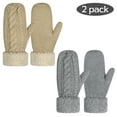 Loritta 2Pcs Warm Lined Winter Gloves for Women - Cozy and Thick Mittens for Adult, Suitable for ...
