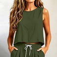 Aezemi Womens Crop Tank Tops, Faux Cotton Linen Summer Beach Sleeveless ...