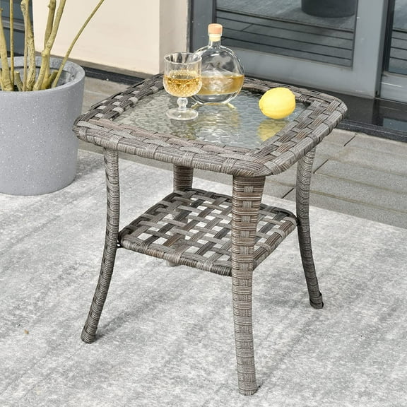 Outdoor Mosaic Side Table - 14'' Small Patio Outdoor Table Indoor ...