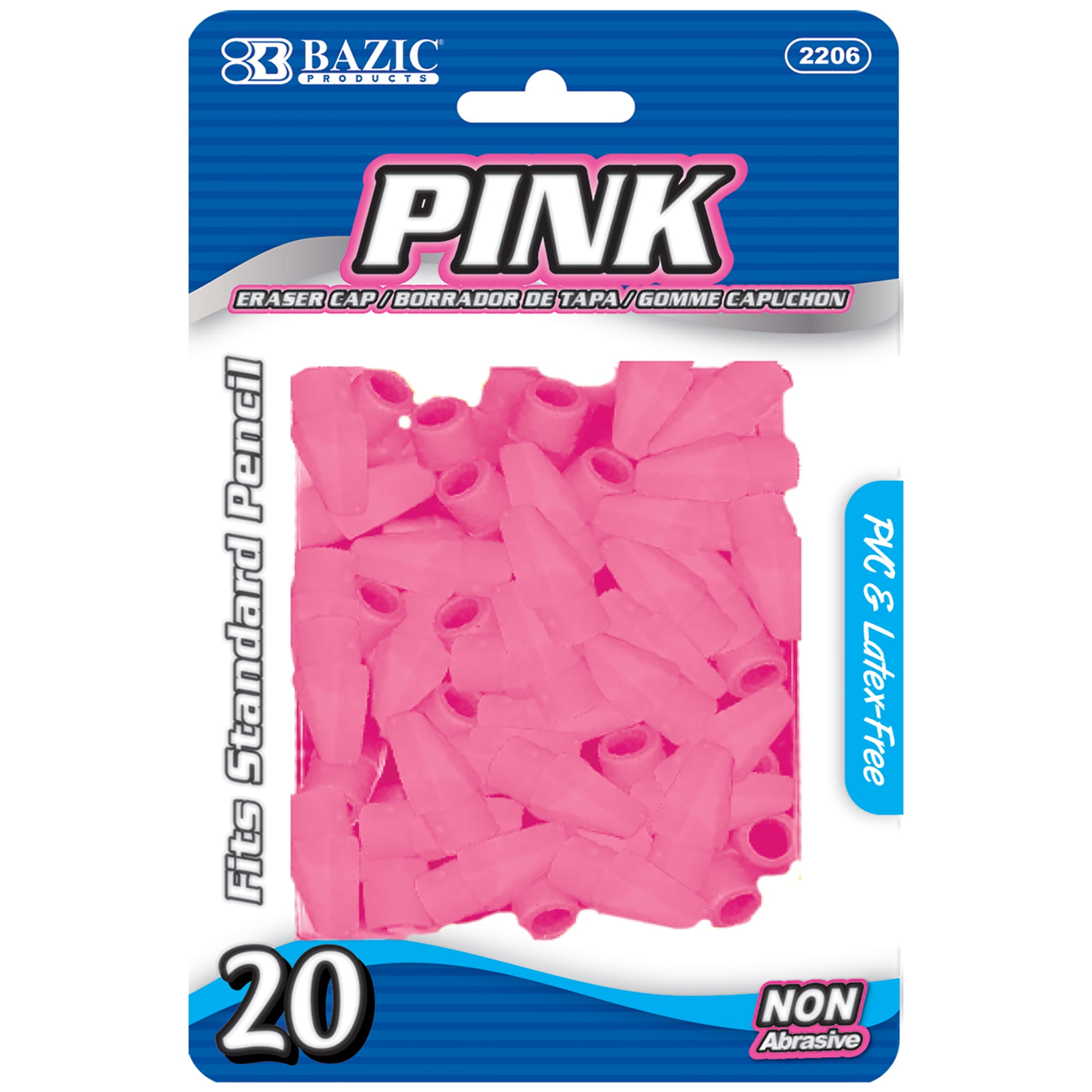 BAZIC Pink Eraser Top, Latex Free Pencil Tops Erasers Arrowhead, 20 ...