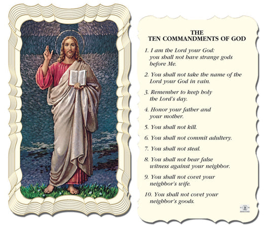 The Ten Commandments Catholic Prayer Holy Card with Prayer on Back ...