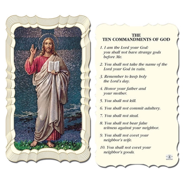 The Ten Commandments Catholic Prayer Holy Card with Prayer on Back ...