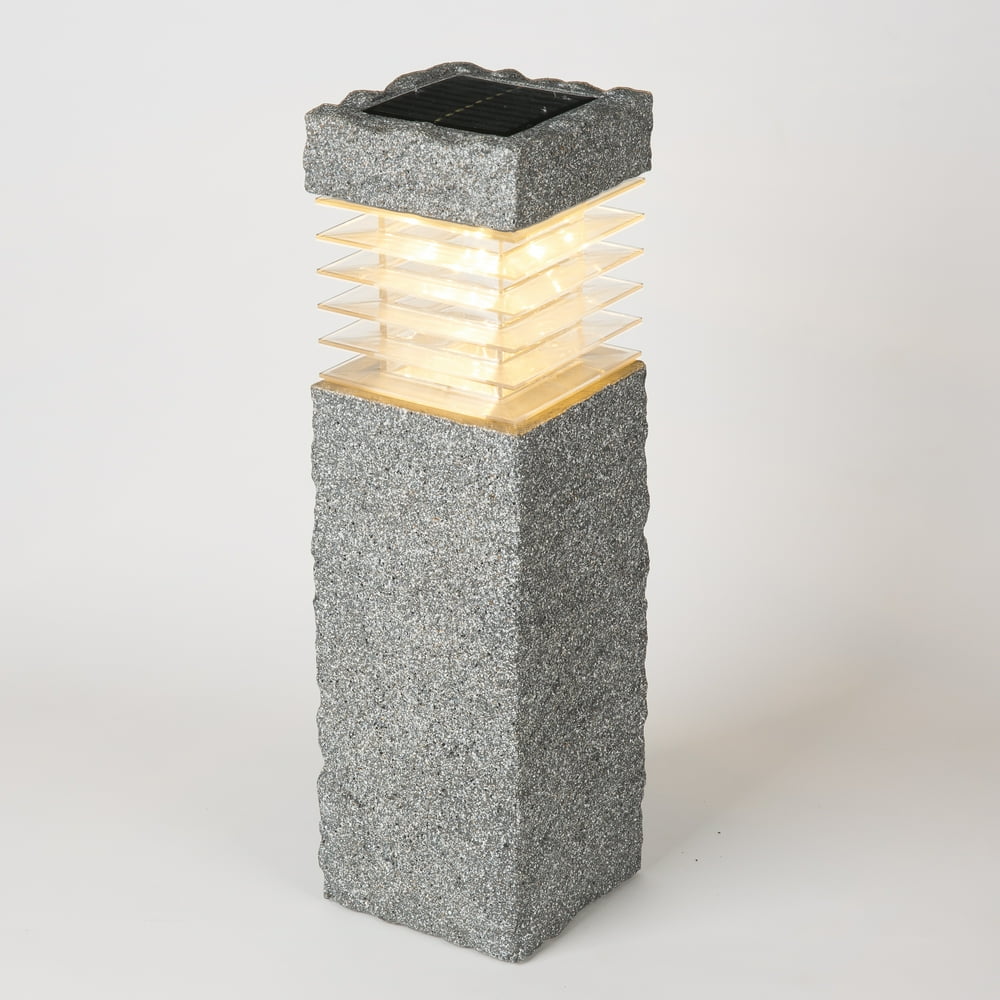 Faux Rock Post with Solar Light - Walmart.com - Walmart.com