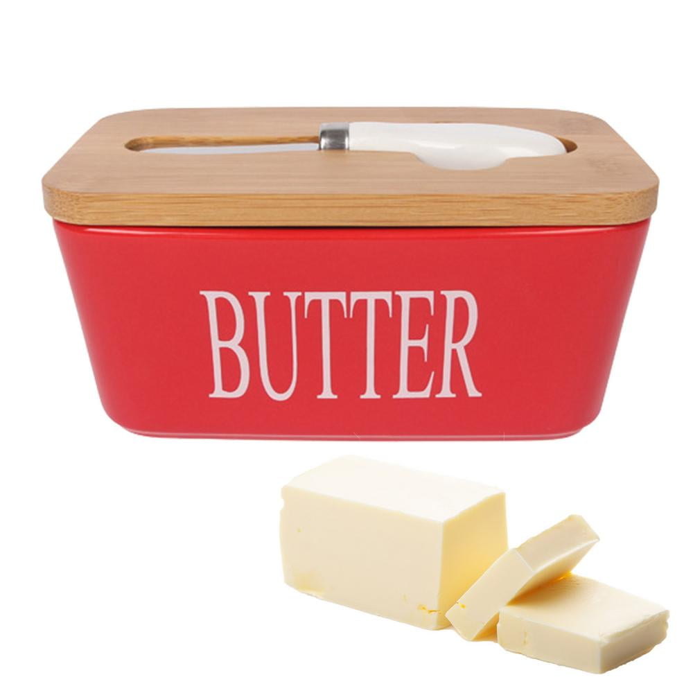 Tohuu Ceramic Butter Dish Farmhouse Butter Container with Airtight ...