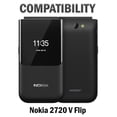 Nokia 2720 V Flip Phone Case, Nakedcellphone Black Vegan Leather Cover ...