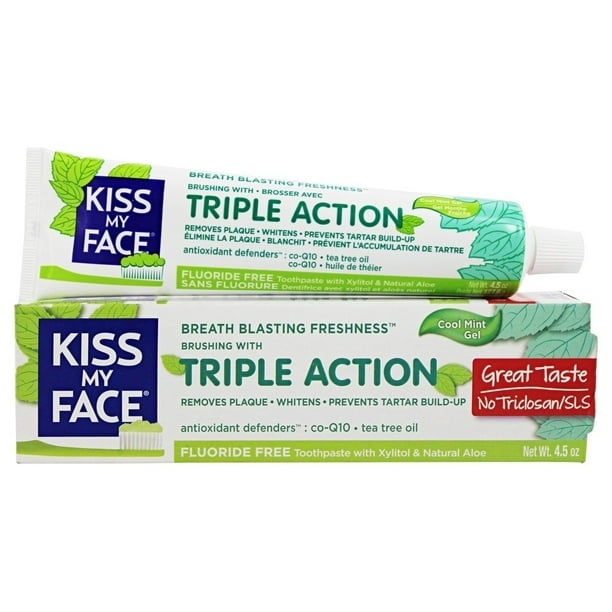 Kiss My Face - Triple Action Toothpaste Gel Fluoride Free Cool Mint - 4 ...