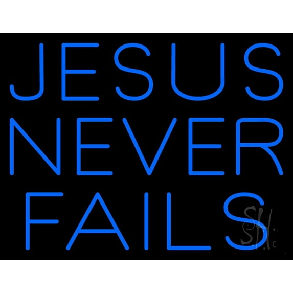 Blue Jesus Never Fails LED Neon Sign 15" Tall x 19" Wide - inches Black ...