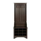 Prepac Entryway Storage Organizer, Narrow Hall Tree with 9 Shoe Cubbies ...