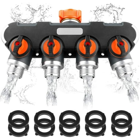 Water Splitter 4 Way,Water Faucet Splitter with 4 Valves,3/4" Hose ...